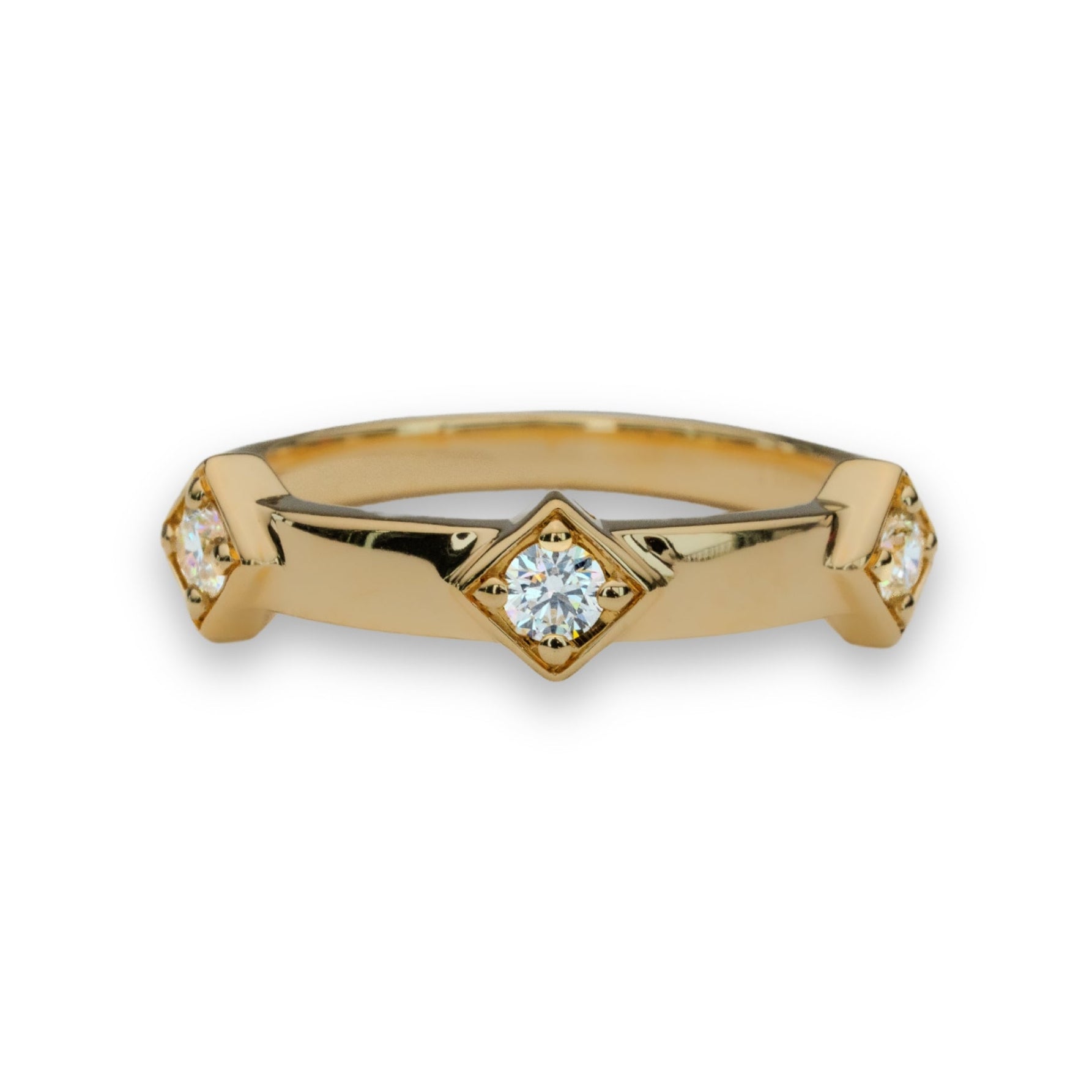 Earth Ring Peak III- Natural Canadian Ekati Diamonds, Modern Electrum